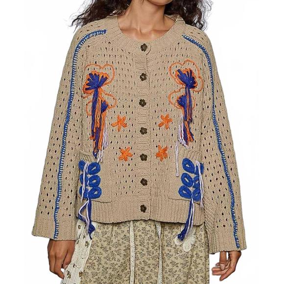 POL | Sweaters | New Pol Long Sleeve Floral Frayed Edge Cardigan Top In ...